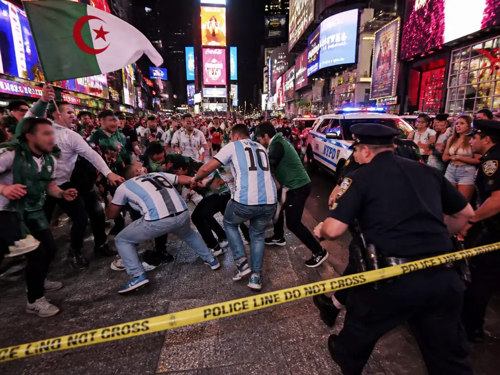 Times Square Turns Brawl Zone as Argentina and Algeria Fans Clash ...